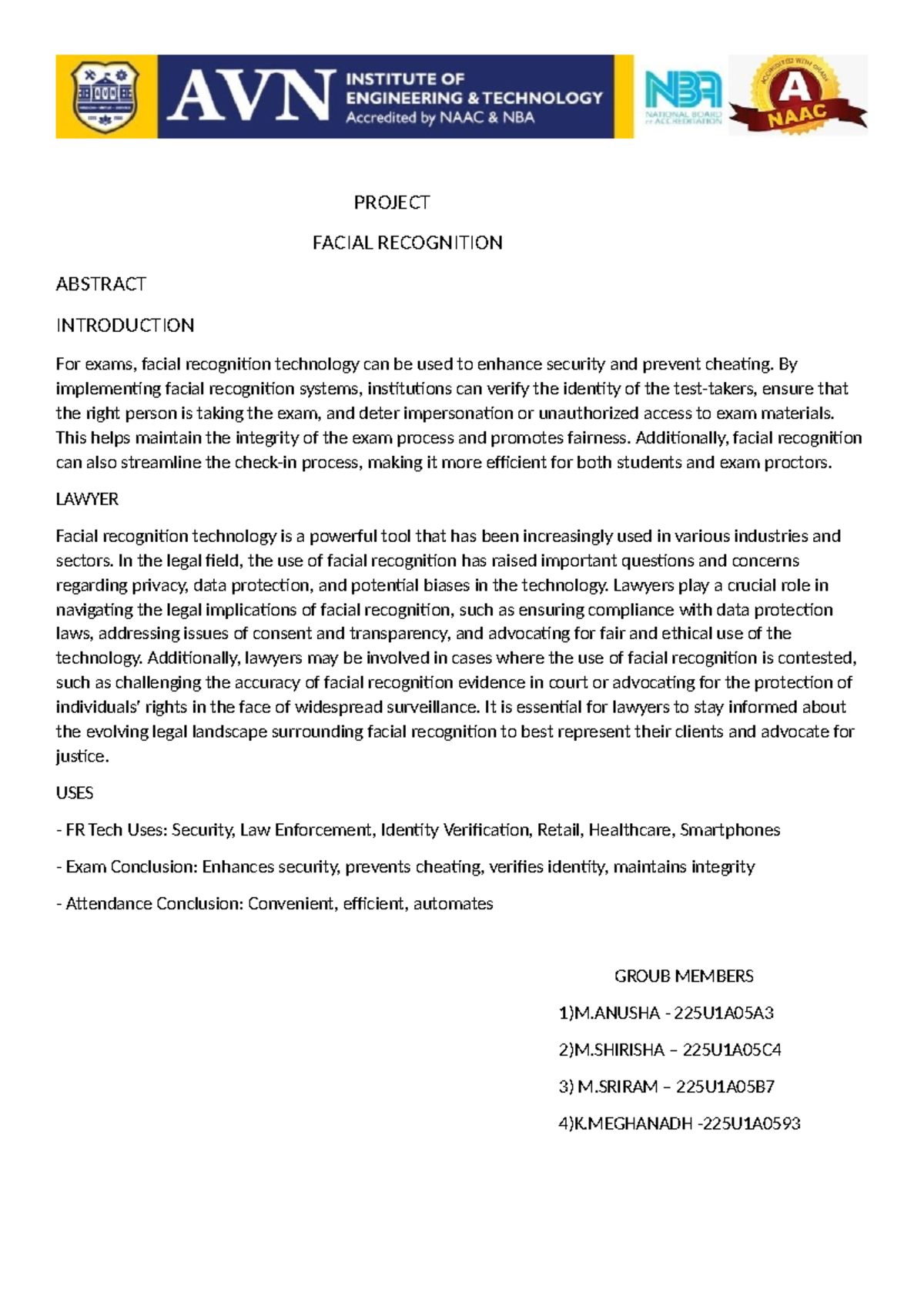 Facial Recognition - PROJECT FACIAL RECOGNITION ABSTRACT INTRODUCTION ...