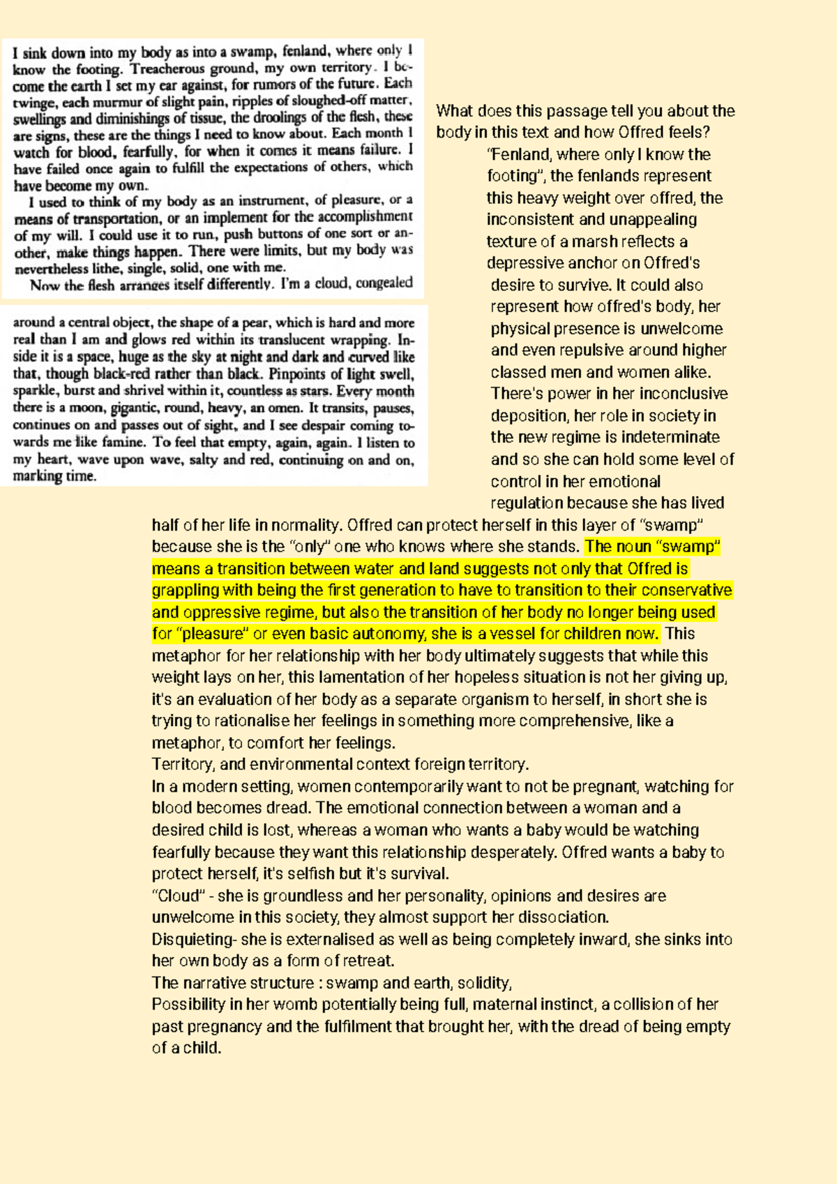 Copy of The Body - analysis of the body in the handmaids tale - What ...