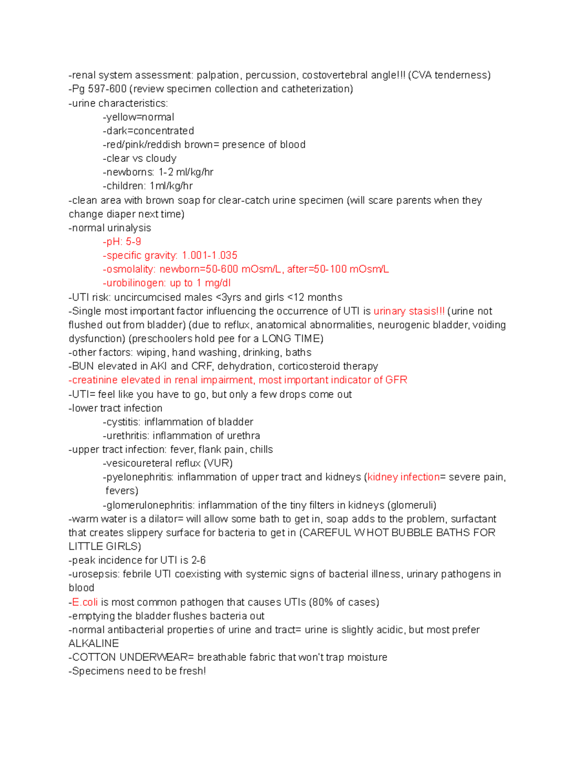 Ch. 26- Genitourinary - lecture notes -renal system assessment ...