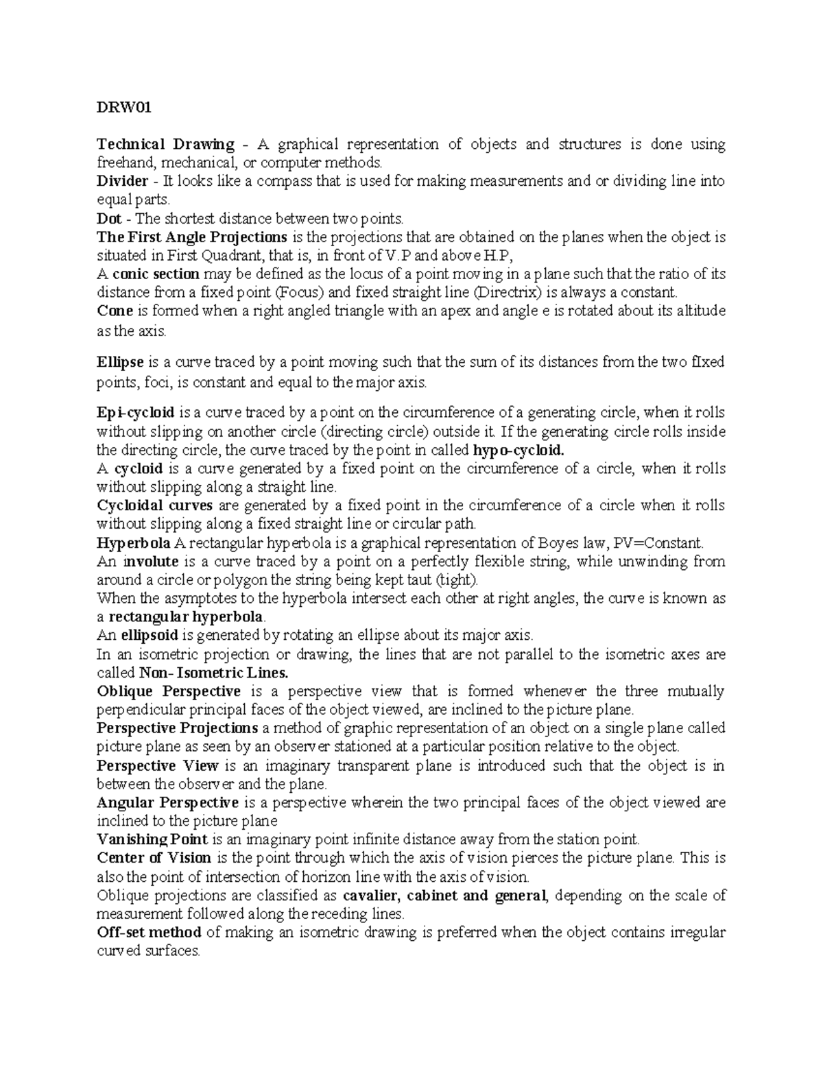 DRW01 reviewer - Summary Contemporary World - DRW Technical Drawing - A ...