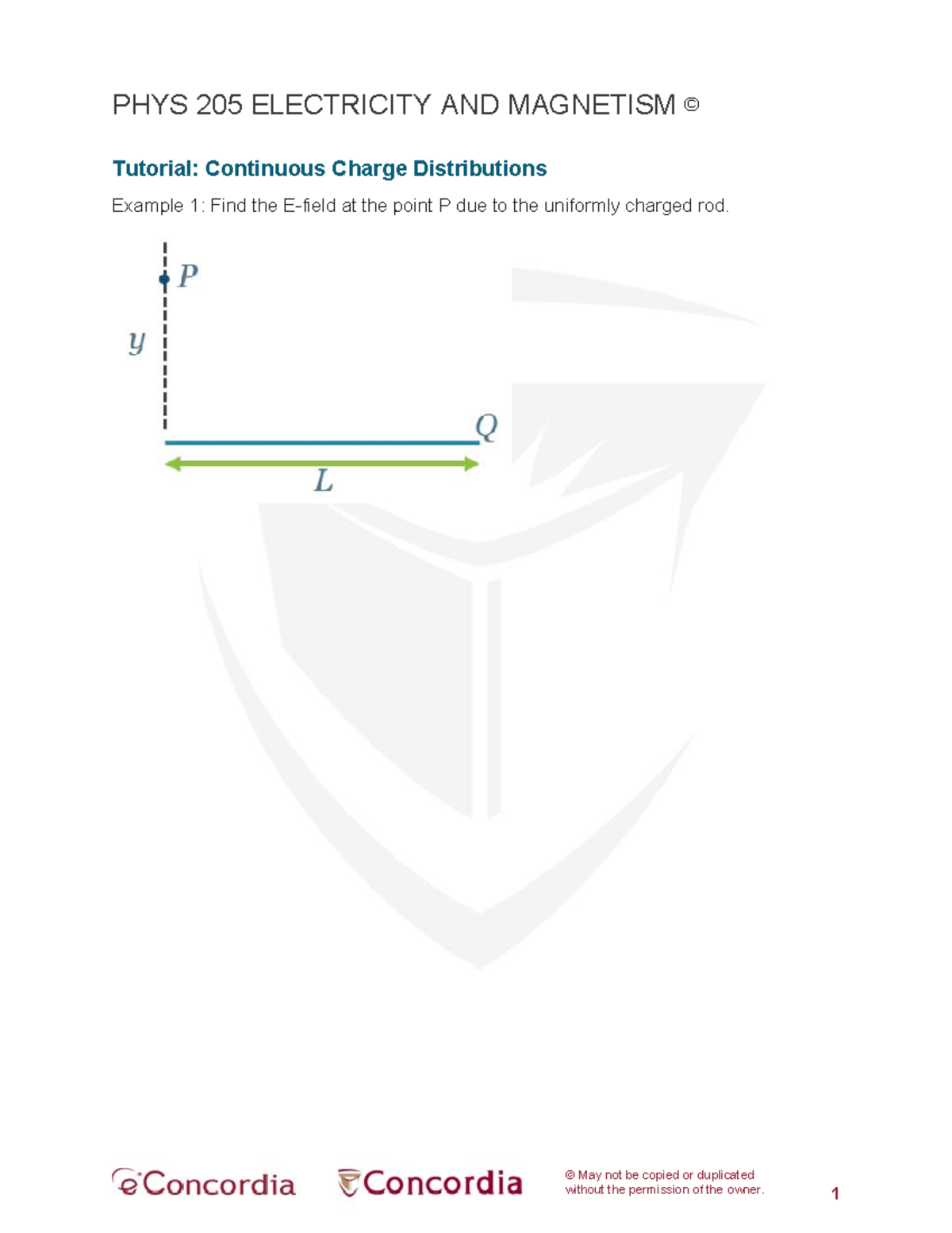 PHYS205 L2 Tutorial - © May not be copied or duplicated without the permission of the owner ...