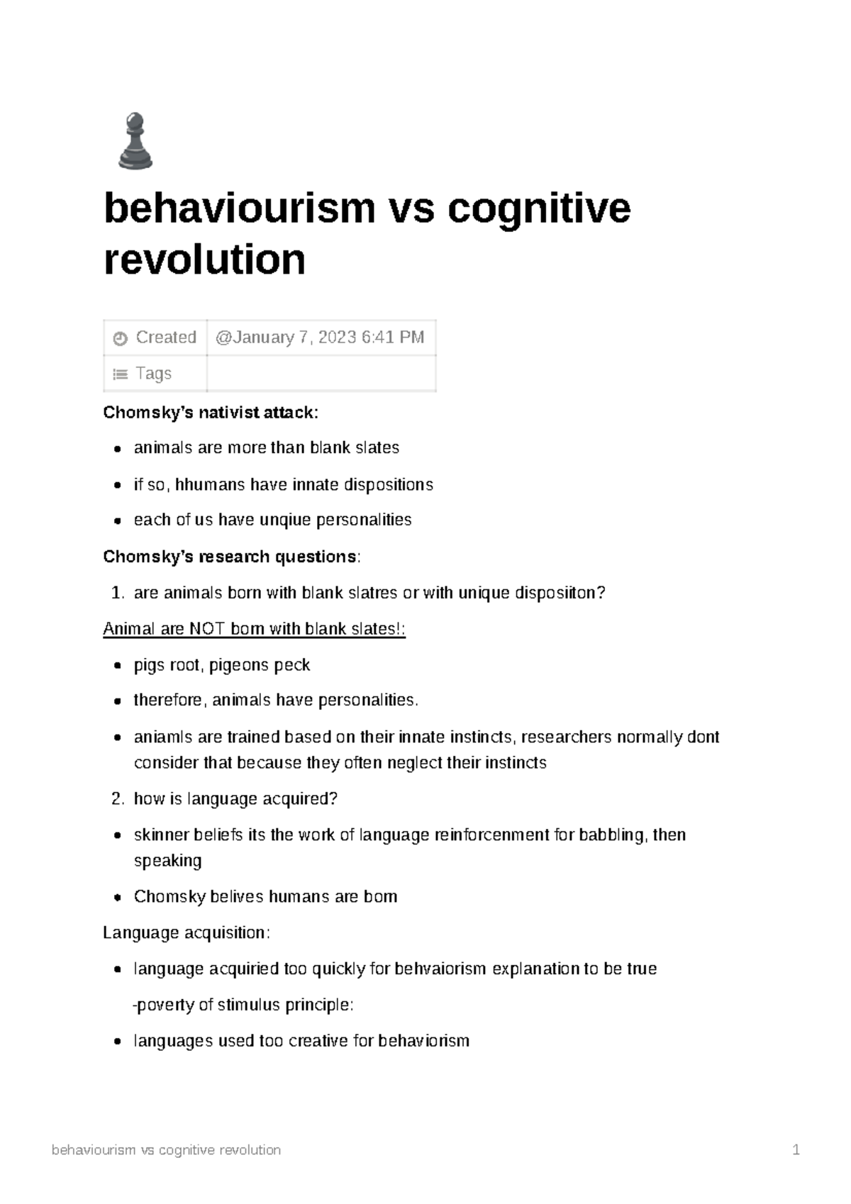 Lecture 3. Behaviorism vs cognitive revolution - behaviourism vs ...