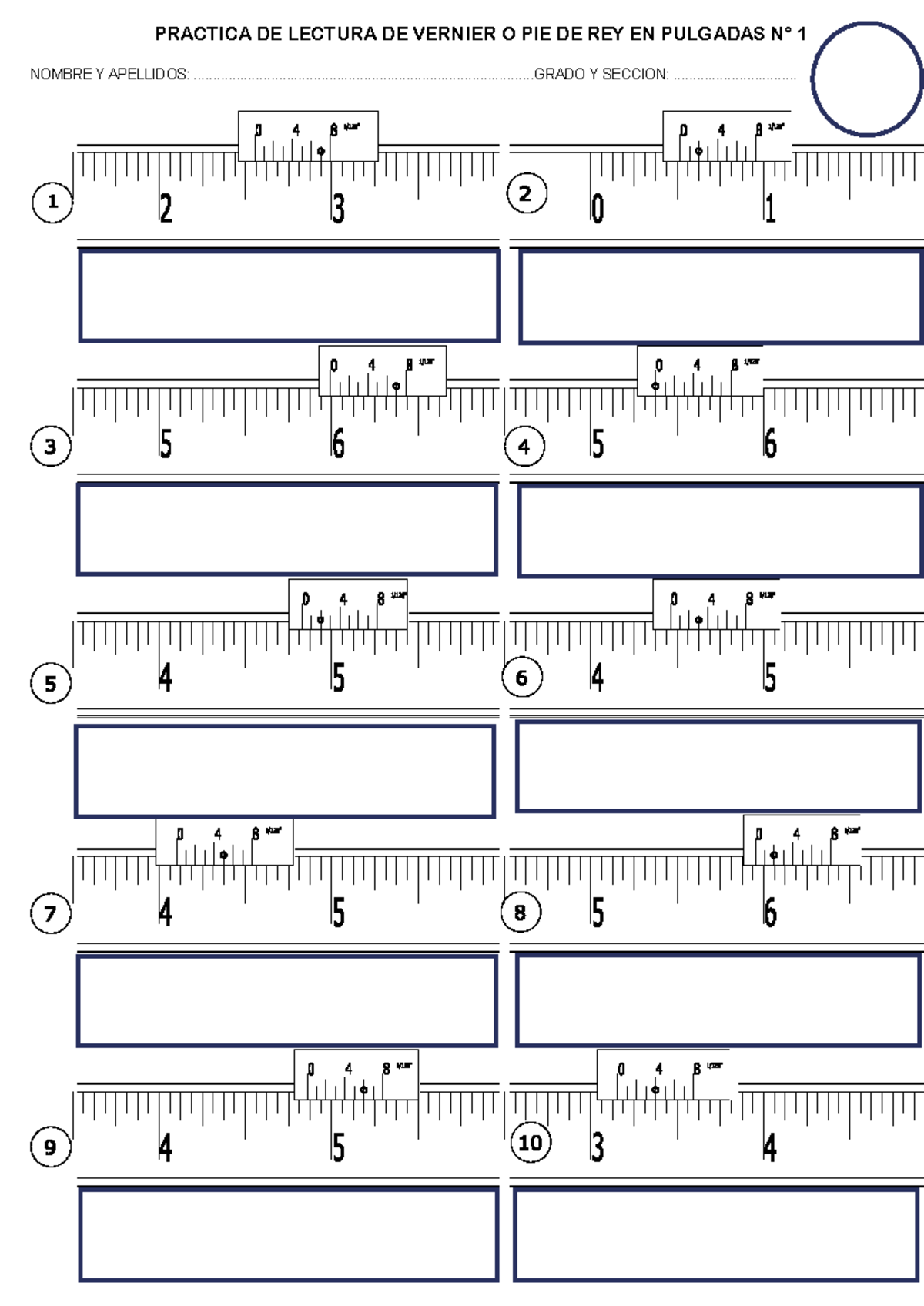 Paquimetro nonio vernier polegada fracionaria exercicios 1 - mate - Studocu