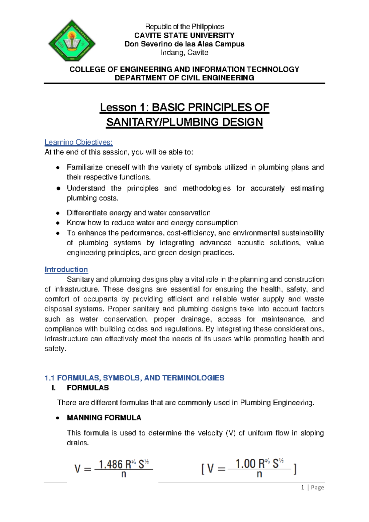 Module-EENG (MECHANICAL) - CAVITE STATE UNIVERSITY Don Severino de las ...