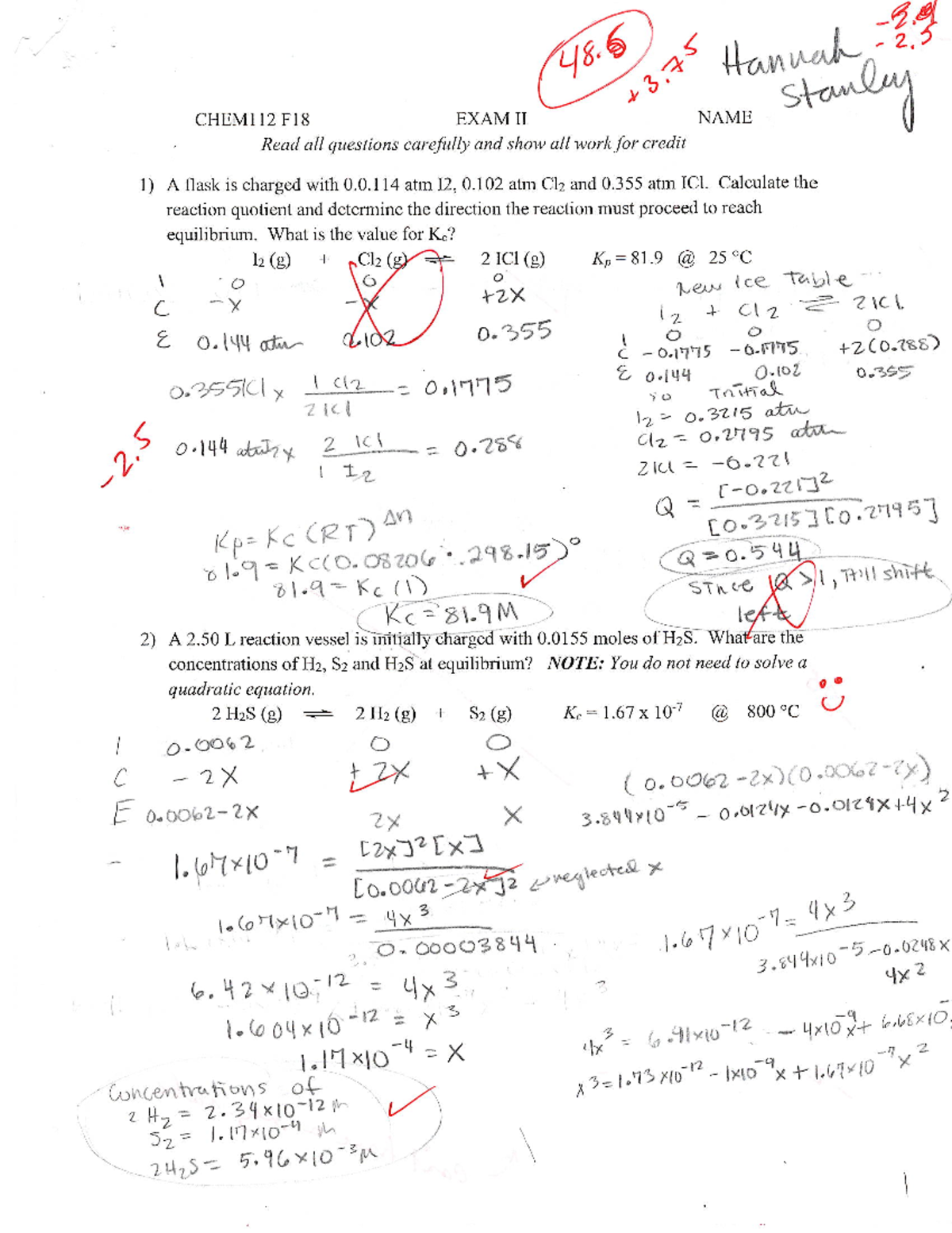 CHEM 112 Exam 2, Dennis Fulmer, Fall 2022 - CHEM 112 - Studocu