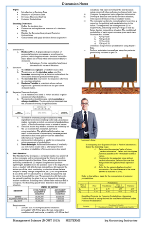 Mansci- Reviewer - CHAPTER 1 Introduction to Management Science ...