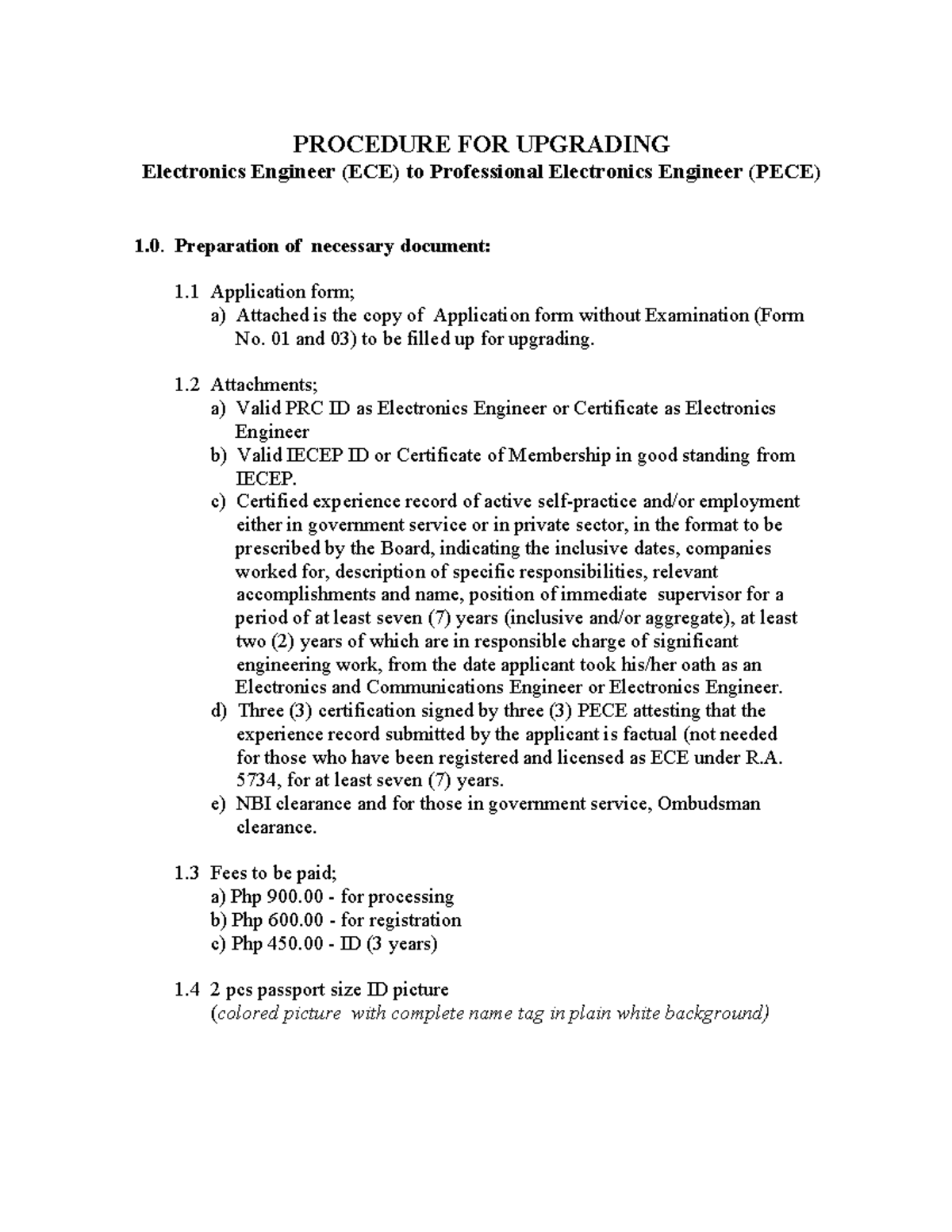 Final-guidelines-pece - PROCEDURE FOR UPGRADING Electronics Engineer ...