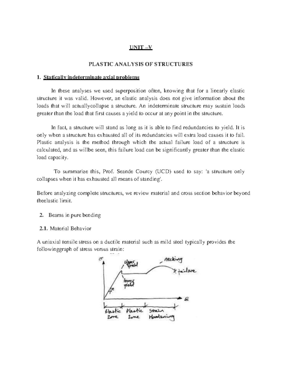 Plastic Analysis OF Structures - UNIT – V PLASTIC ANALYSIS OF STRUCTURES Statically ...