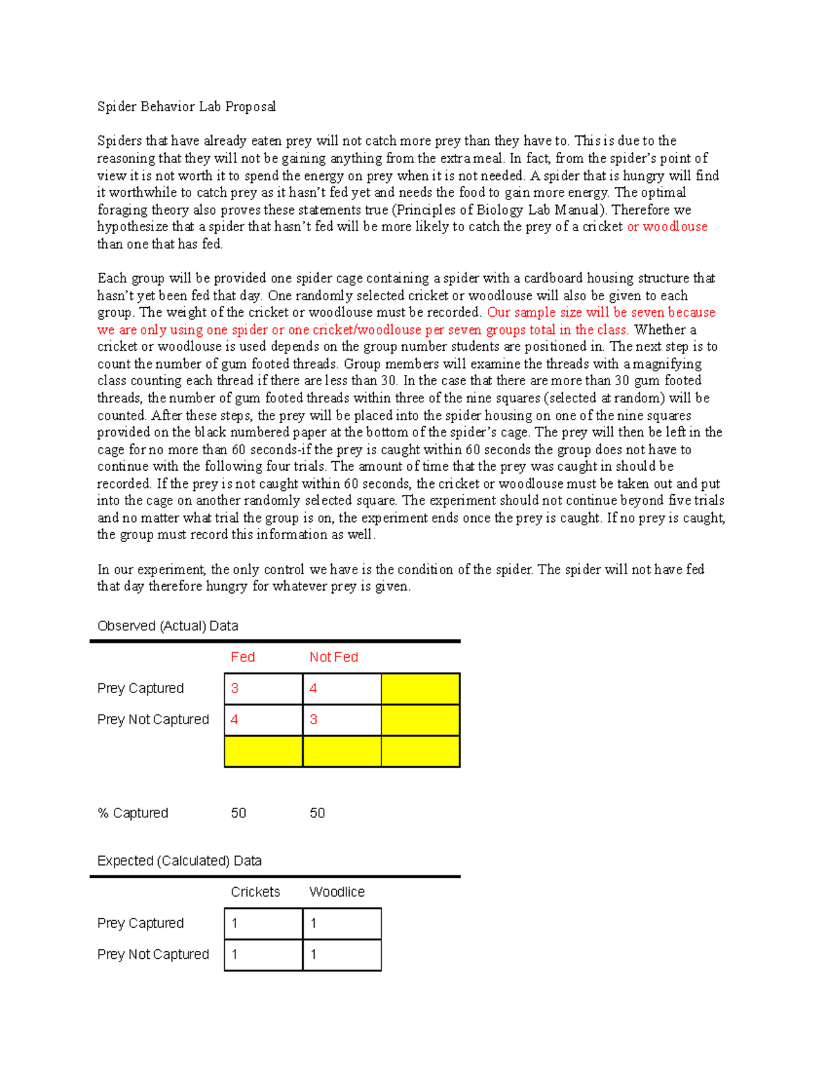 Spider Behavior Proposal - Spider Behavior Lab Proposal Spiders that ...