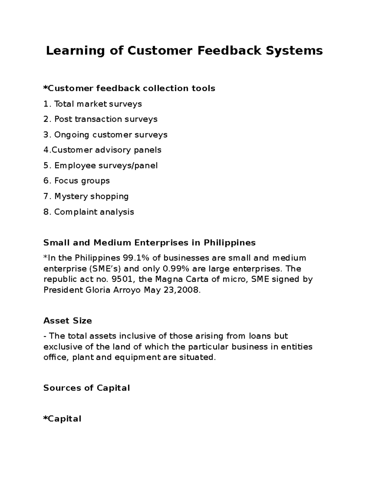Learning Customer System - Learning of Customer Feedback Systems ...