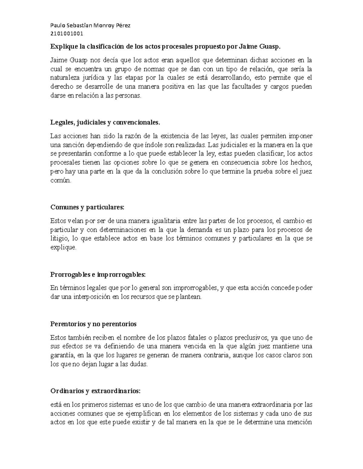 Teoría general del proceso - Paulo Sebastian Monroy Pérez 2101001001 ...