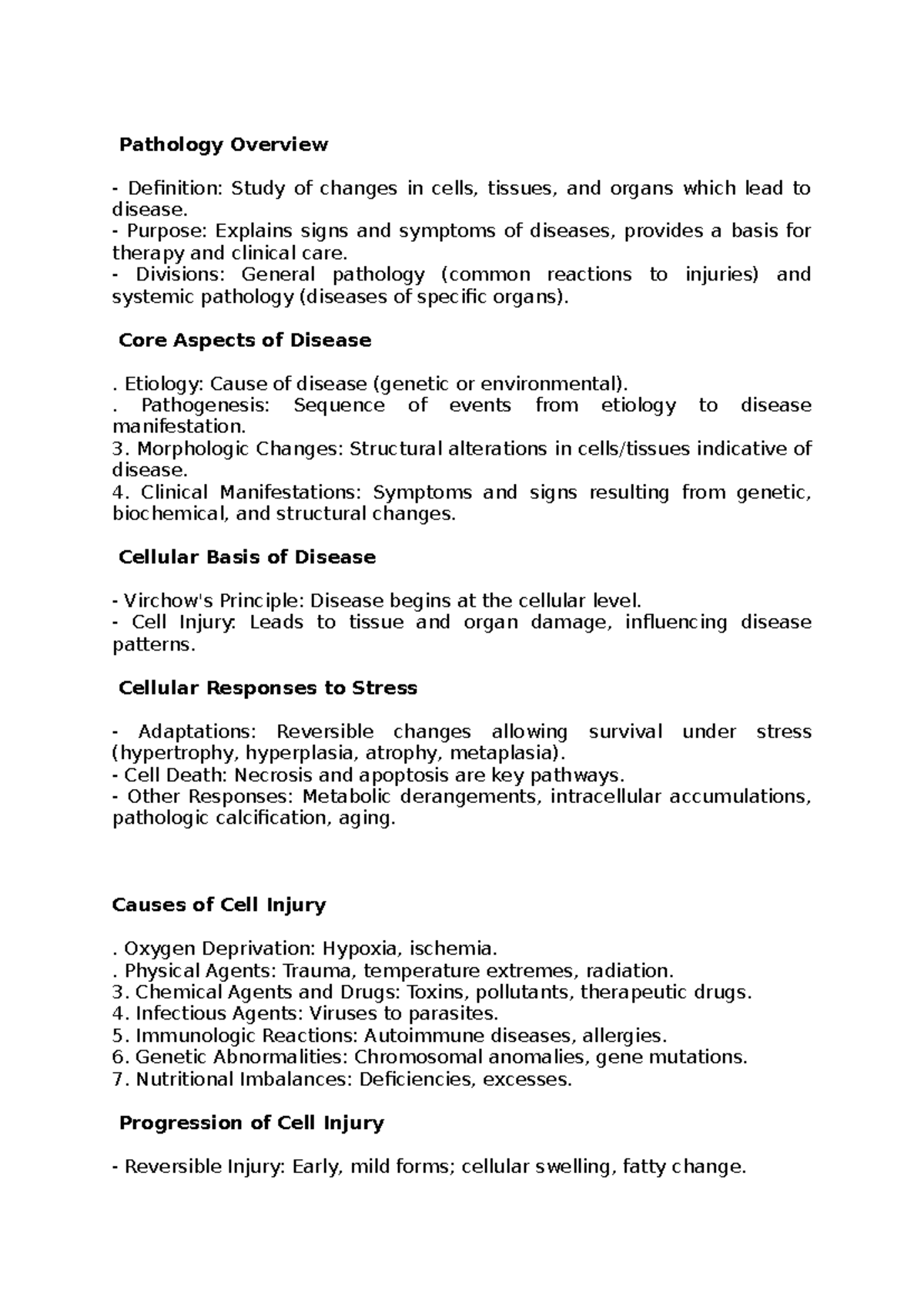 Pathology Overview Histo - Pathology Overview Definition: Study of ...