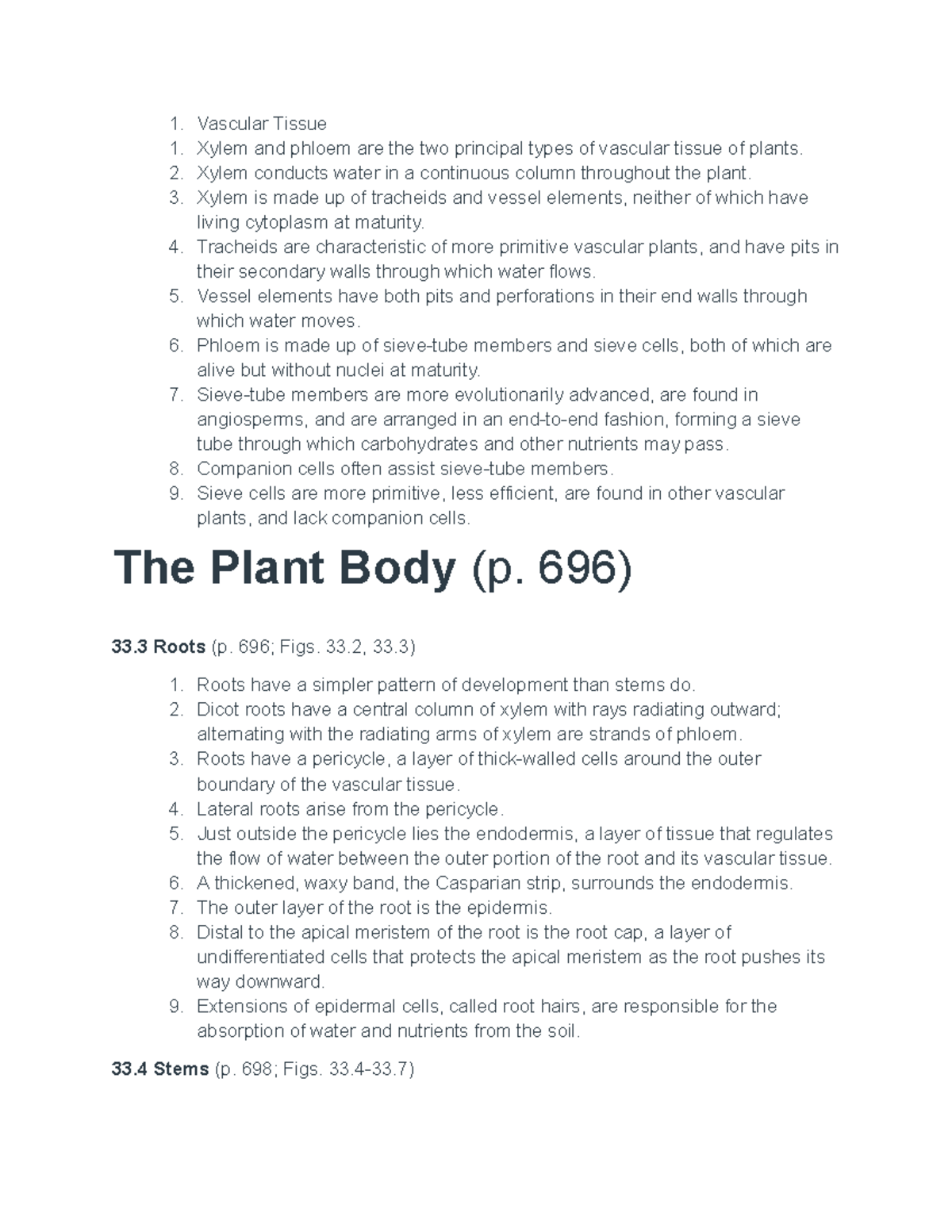 Chp 33 Part 2 Chapter Lecture Notes Vascular Tissue Xylem And