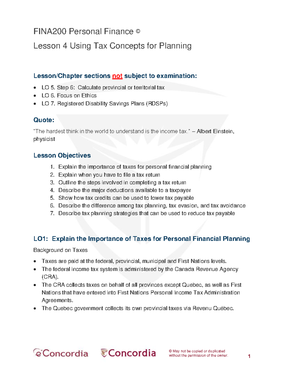 Lesson 4 sum - Lecture - © May not be copied or duplicated without the permission of the owner ...