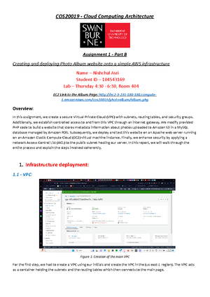 COS20019 - Swinburne - Cloud Computing Architecture - Studocu