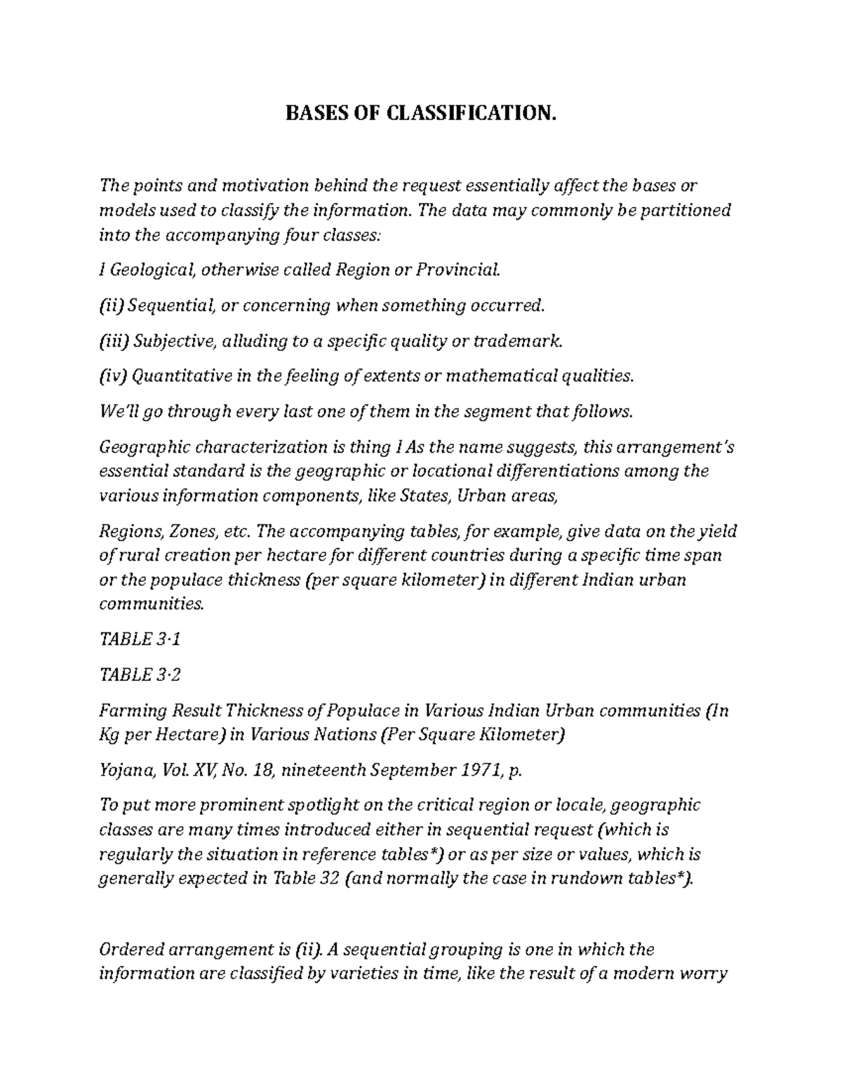 Bases OF Classification - BASES OF CLASSIFICATION. The points and ...