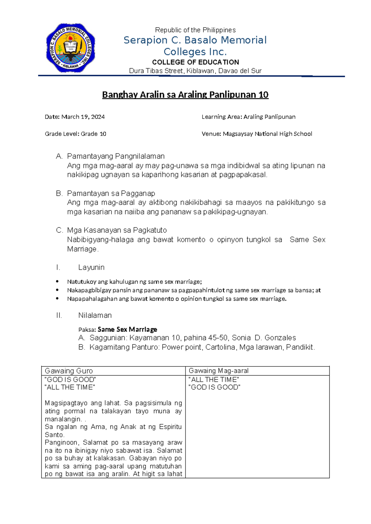 Integrated-LP - lesson plan making - Republic of the Philippines ...