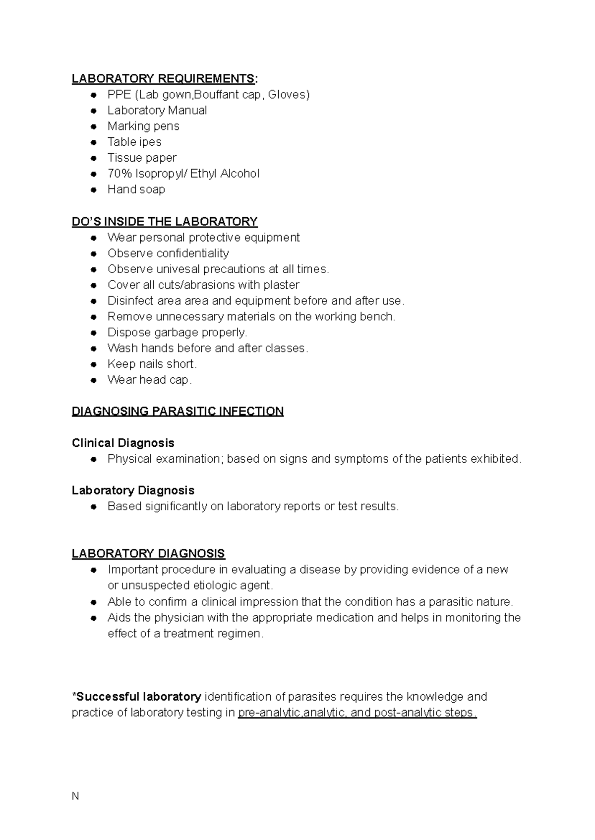 General Laboratory Policies and-Guidelines-AND Laboratory Diagnosis for ...