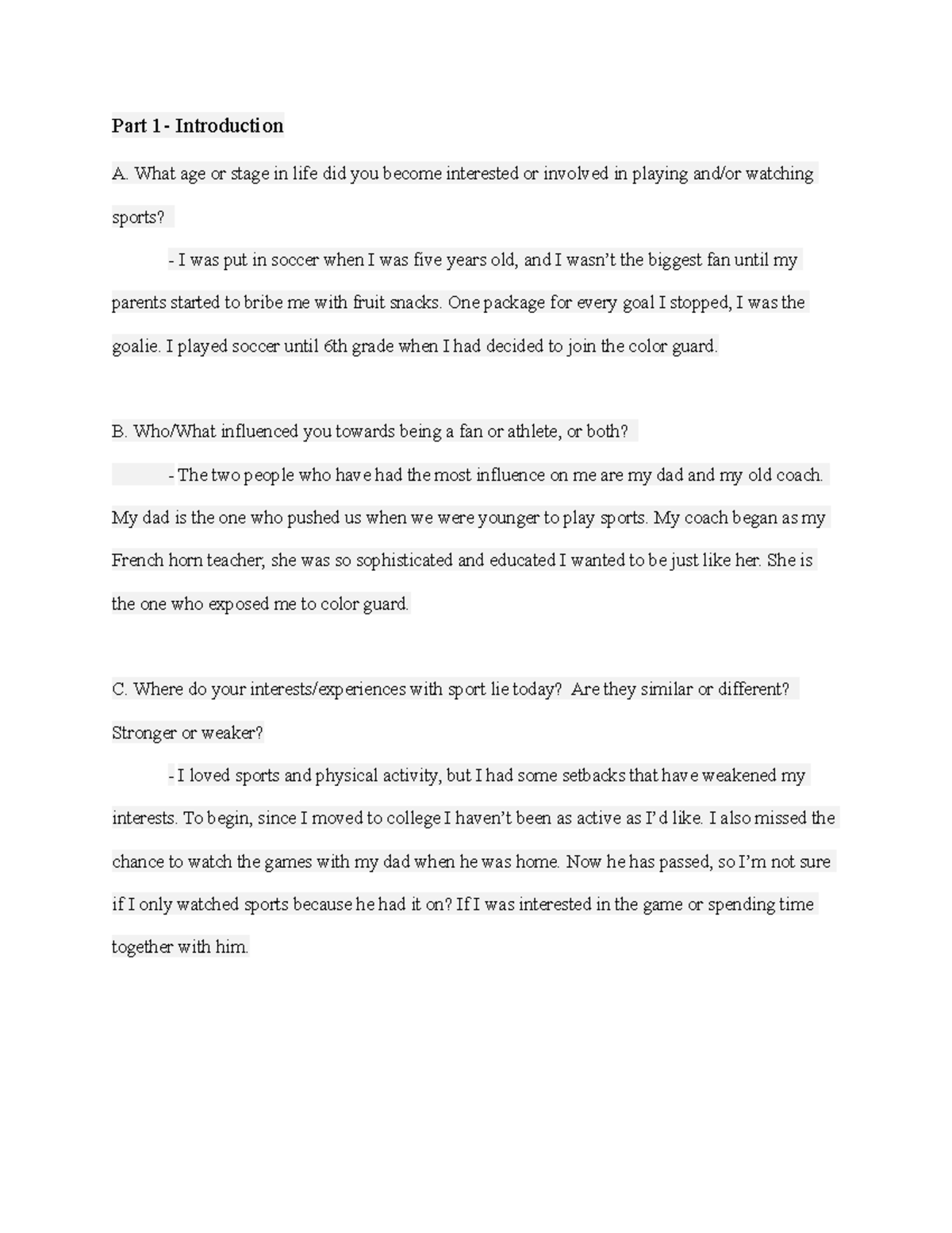 Socialization paper - essay - Part 1- Introduction A. What age or stage ...