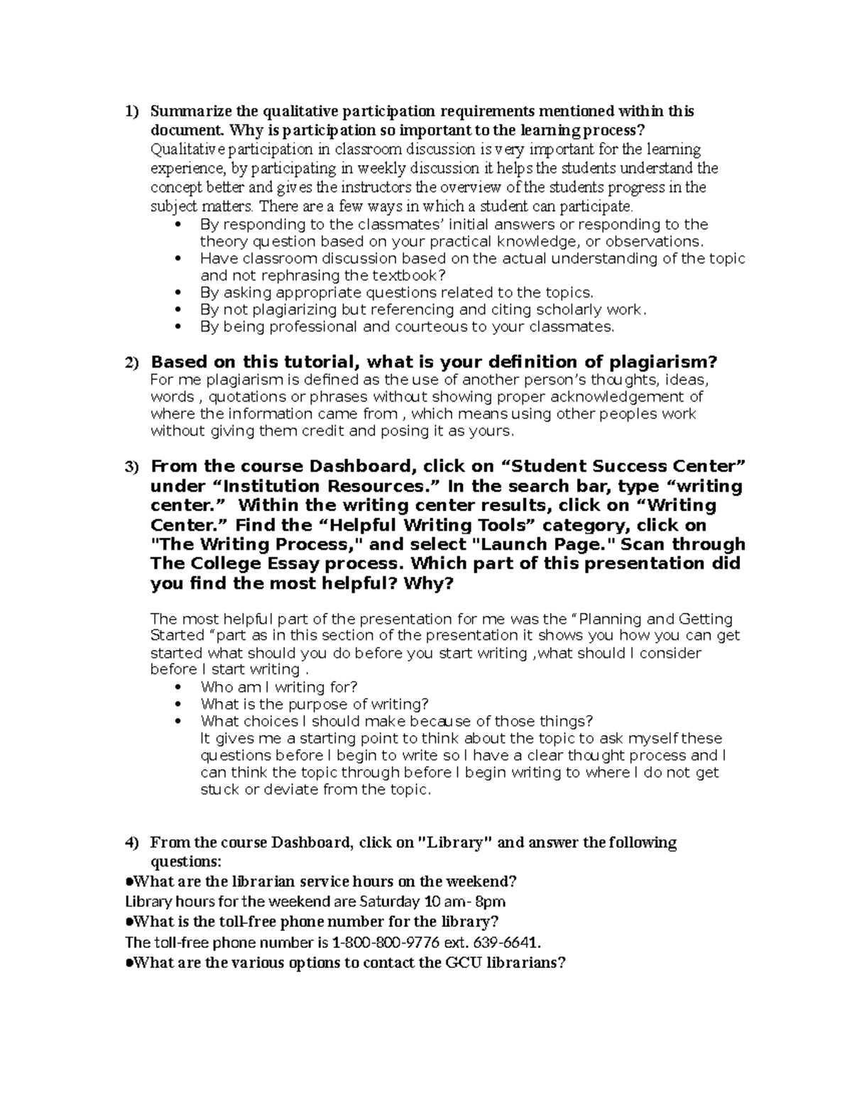 Scavenger hunt - 1) Summarize the qualitative participation ...