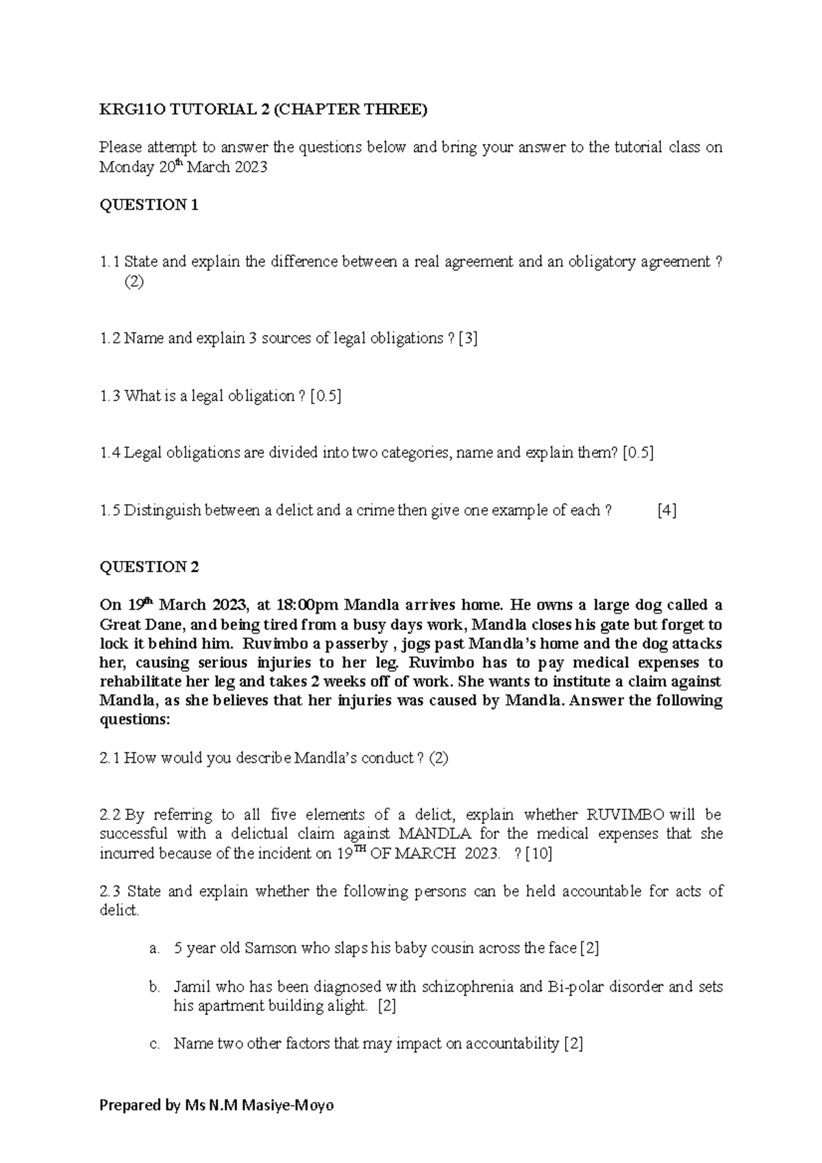 Tutorial Questions Krg11o Tutorial 2 Chapter Three Please Attempt To Answer The Questions