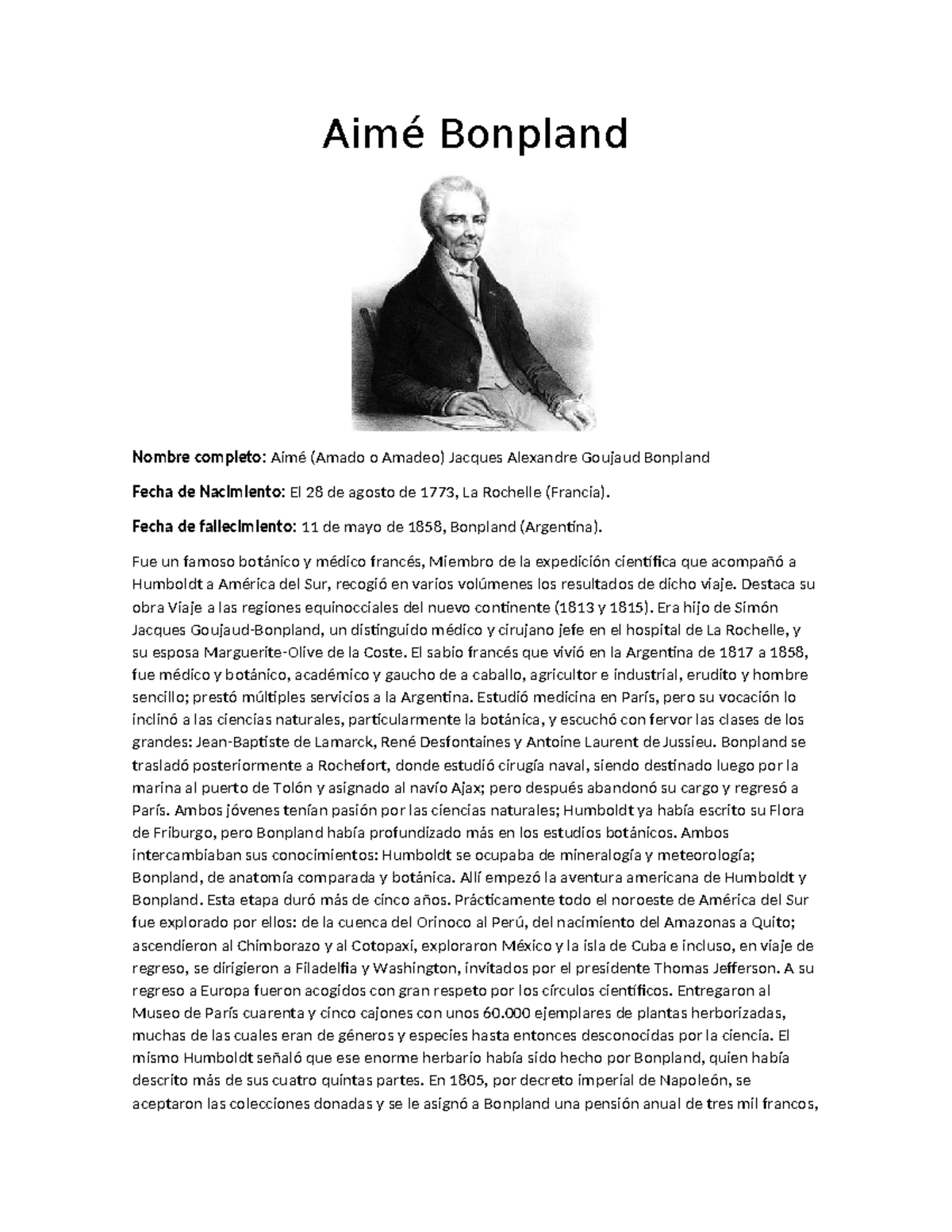 Aimé Bonpland - Aimé Bonpland Nombre completo: Aimé (Amado o Amadeo ...