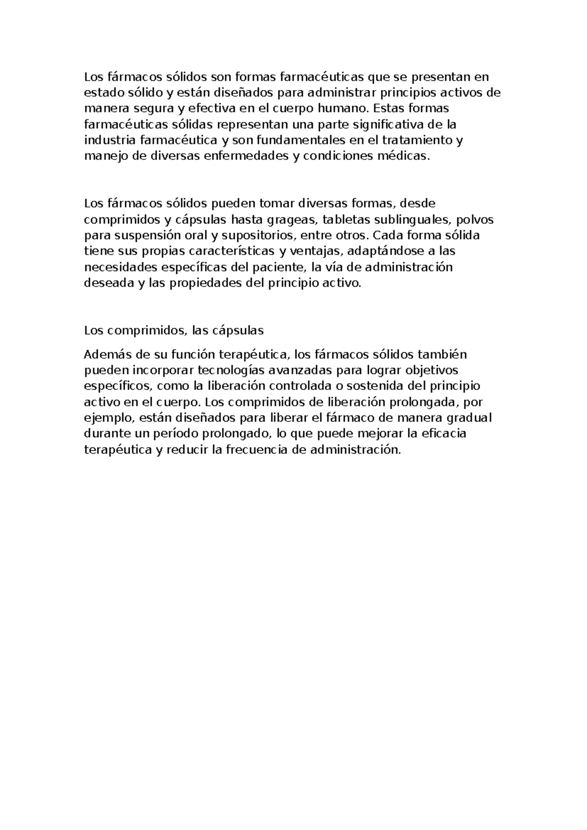 Documento - Los fármacos sólidos son formas farmacéuticas que se ...