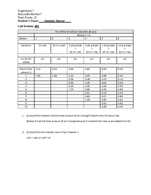 CHEM 110 L Experiment 8 Identification of Unknown Diprotic Acid ...