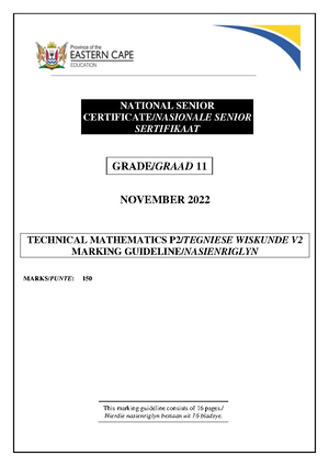 Grade 10 Technical Mathematics P2 Answer book - November 2024 - LEARNER ...