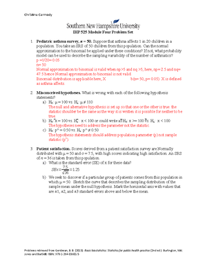 Week 5 Problem Set - IHP525 - SNHU - Studocu