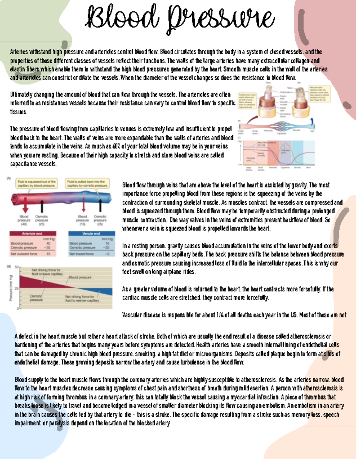 Blood pressure notes - Blood Pressure Arteries withstand high pressure ...