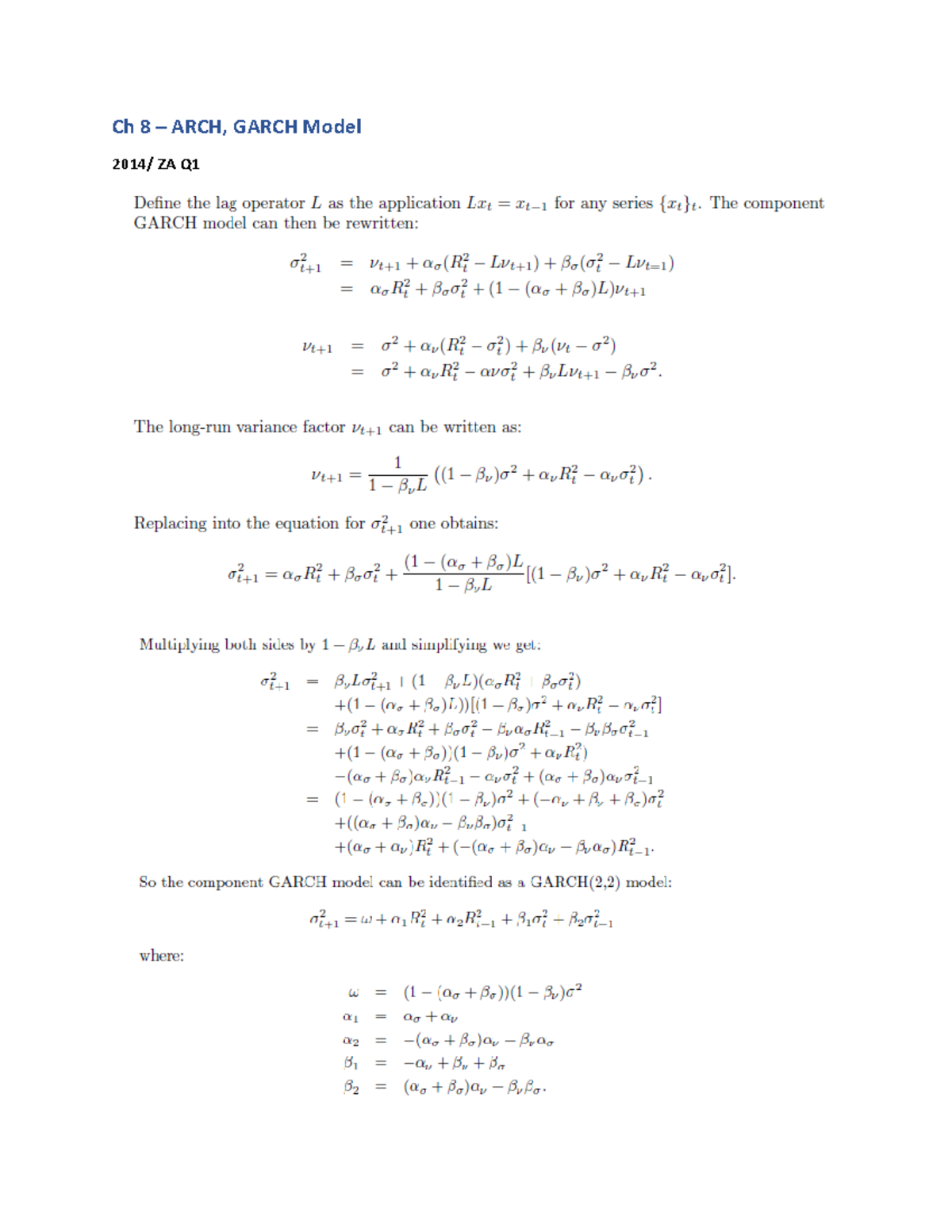 Ch 8 - ARCH, Garch Model -answers - genaral chemistry - Ch 8 – ARCH ...