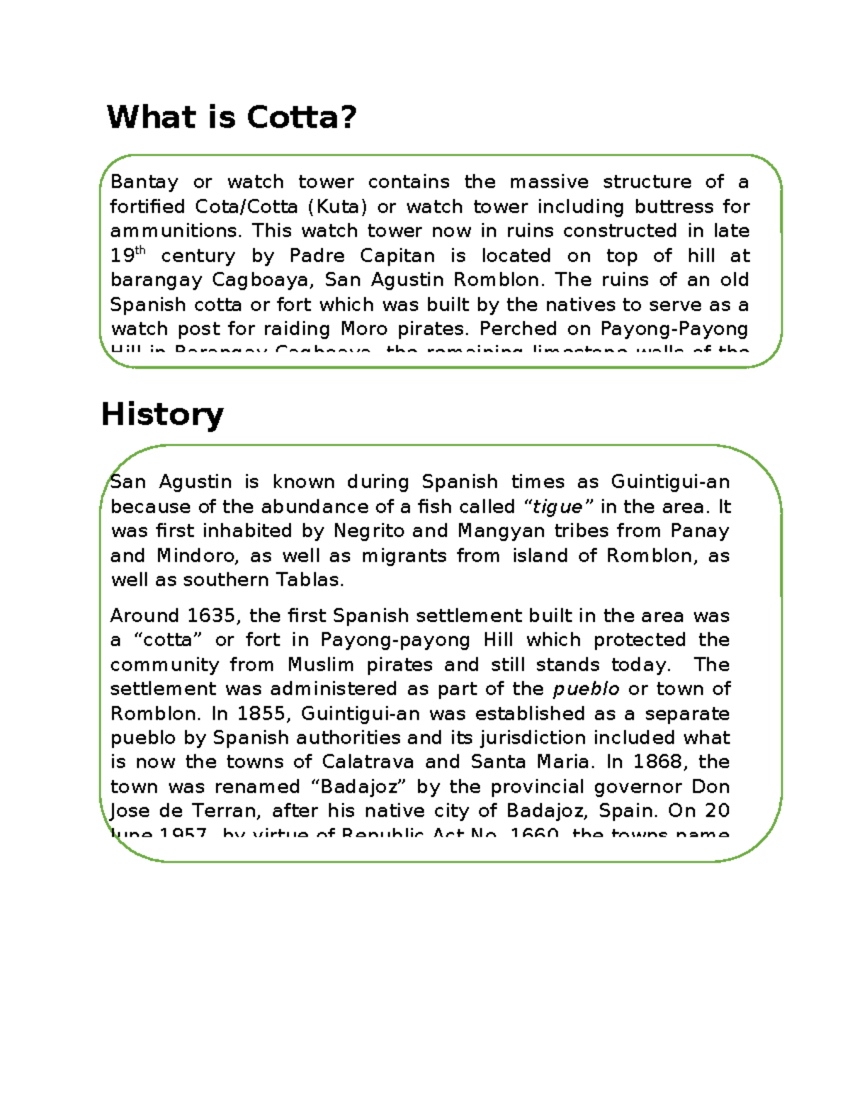 What is Cotta - Tourist Destination in Romblon - What is Cotta? History ...