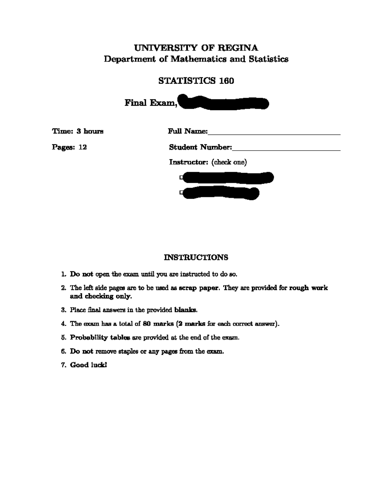 STAT160fin 2019 30 - PRATICE QUESTIONS - STAT 160 - Studocu