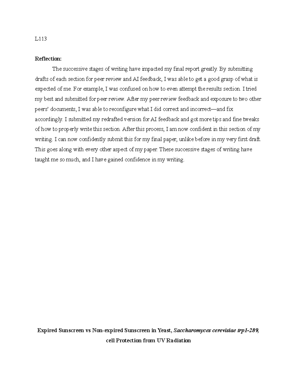 L113 Scientific Writing #6 - L Reflection: The successive stages of ...