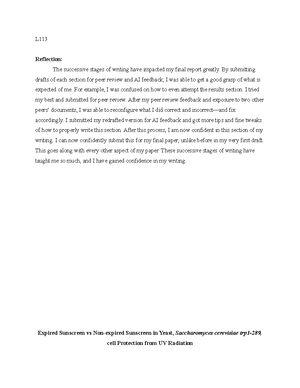 L113 Week 5 laboratory reflection - UV mutagenesis - Name: Laboratory ...
