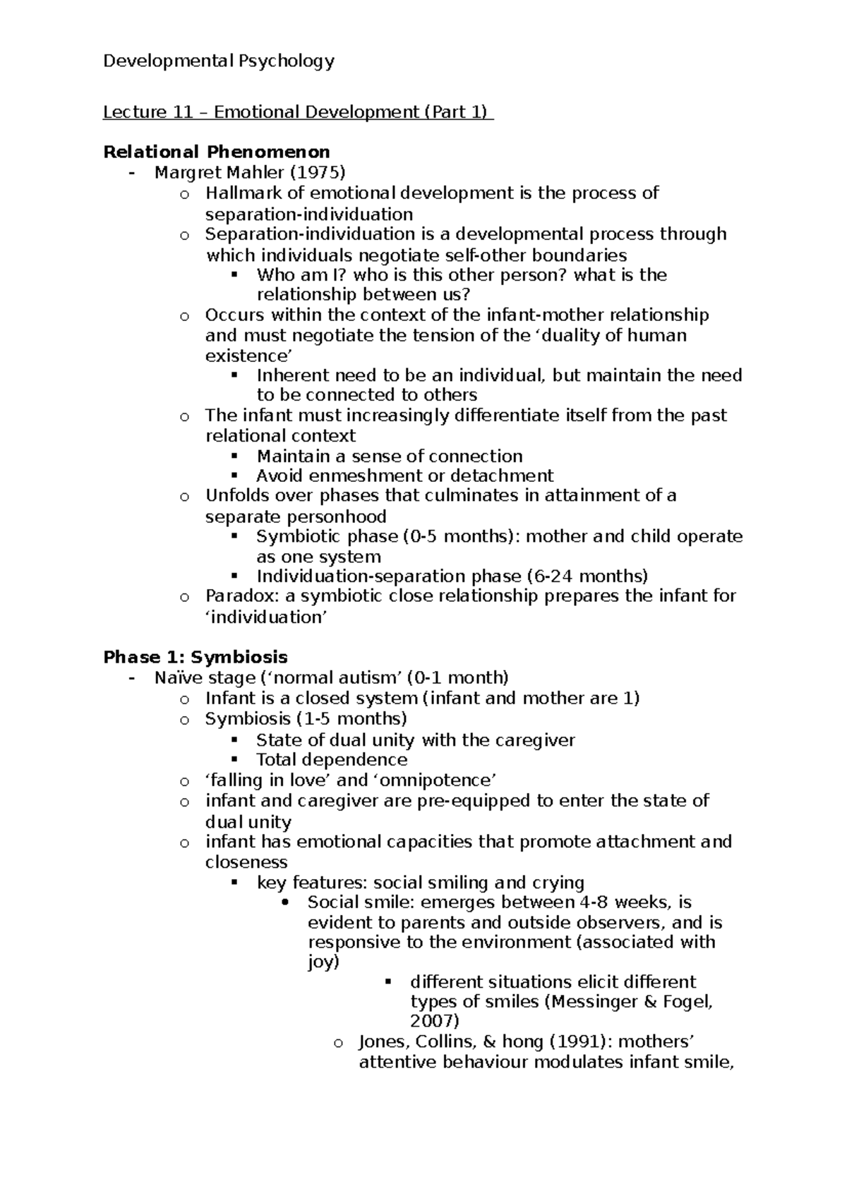Lecture 11 - emotional development - Lecture 11 – Emotional Development ...