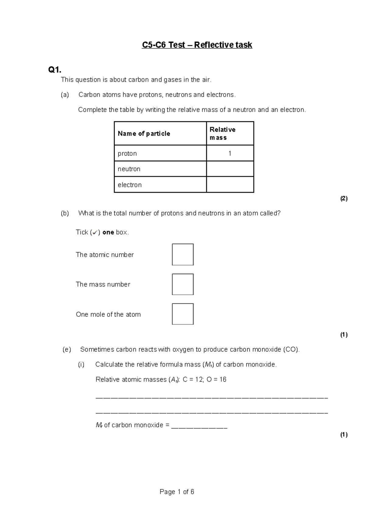 C5-C6 Reflective task F - C5-C6 Test – Reflective task Q1. This ...