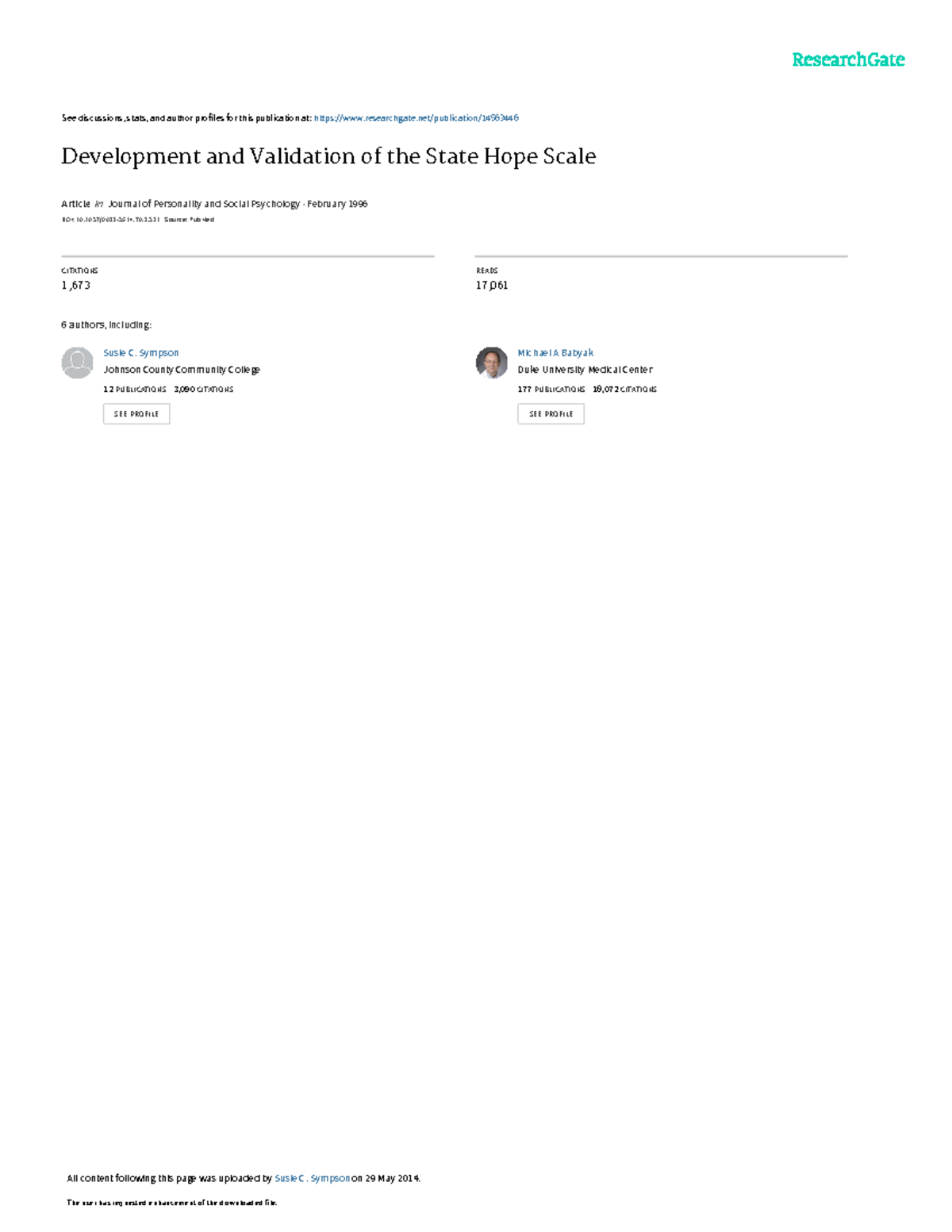 Snyder Hope Scale - Ariculo para trabajo de grado - See discussions ...
