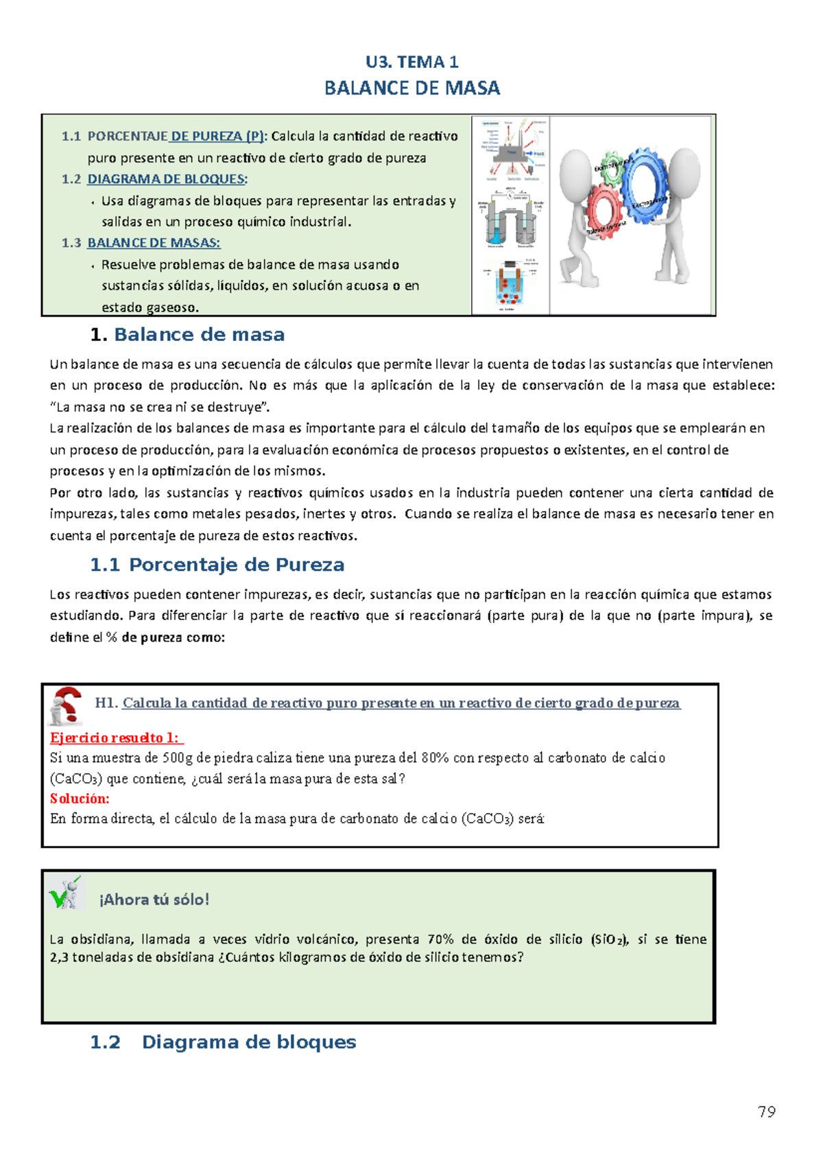MA465 S11 S28 CT10 balance de masas - U3. TEMA 1 BALANCE DE MASA 1 PORCENTAJE DE PUREZA (P ...