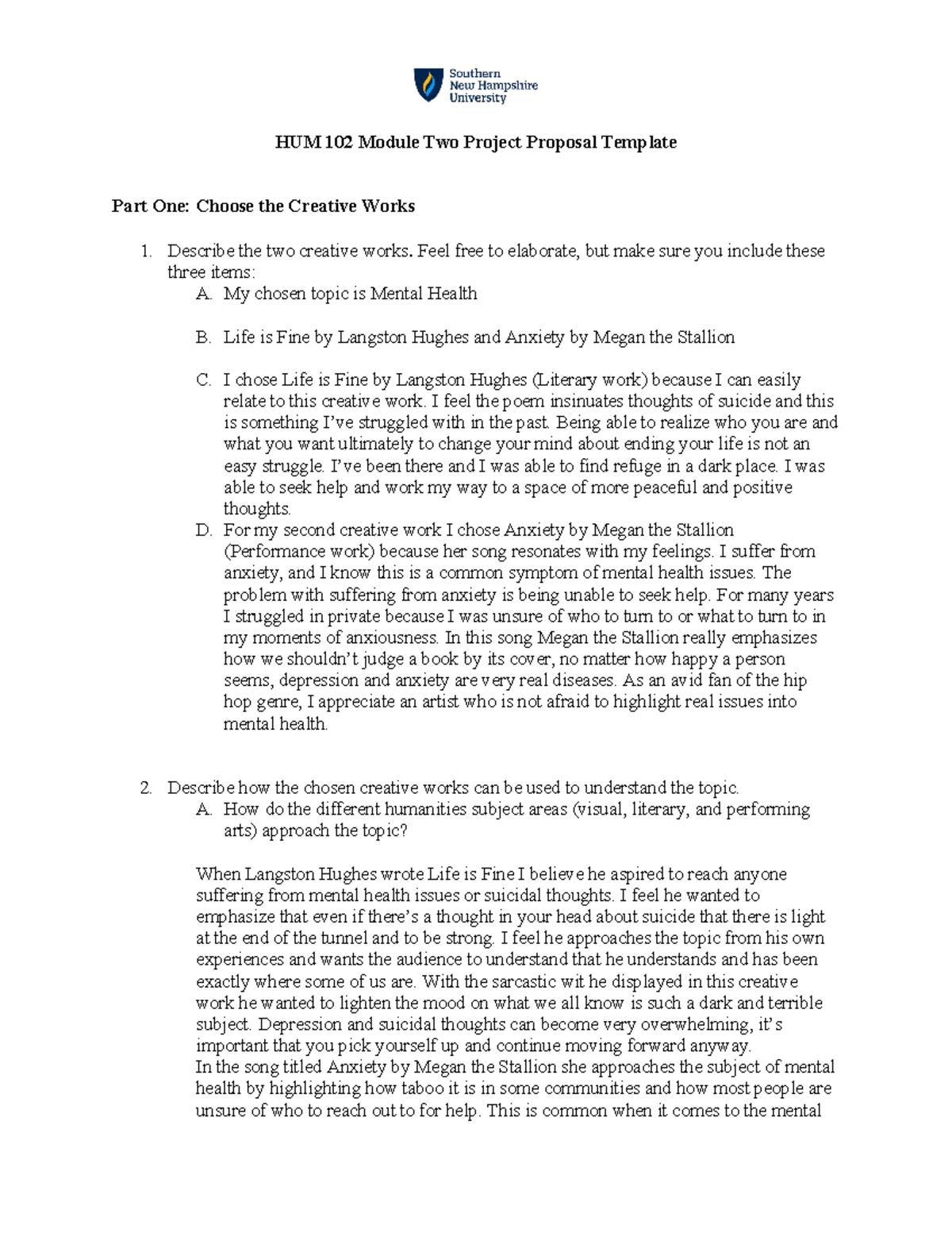 HUM 102 Module Two Project Proposal Template - HUM 102 Module Two ...