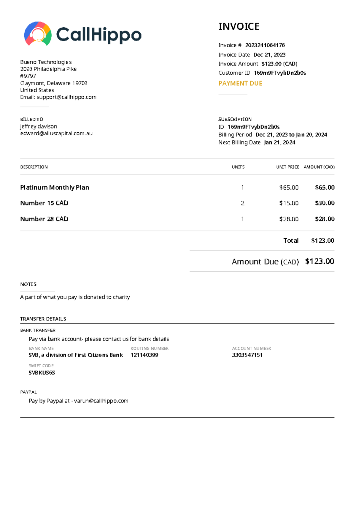 Callhippo invoice Azq9j UTz Bh 9432t TV - Bueno Technologies 2093 ...