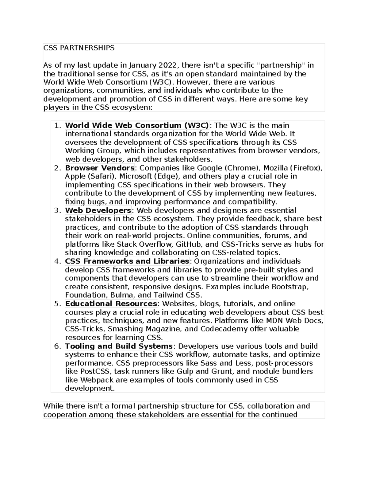 CSS Partnerships - INSIGHTS - CSS PARTNERSHIPS As of my last update in January 2022, there isn't ...