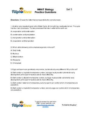 BIO MSA - Lecture Notes of MSA Biology - TEST A. BIOLOGY 1. From the ...