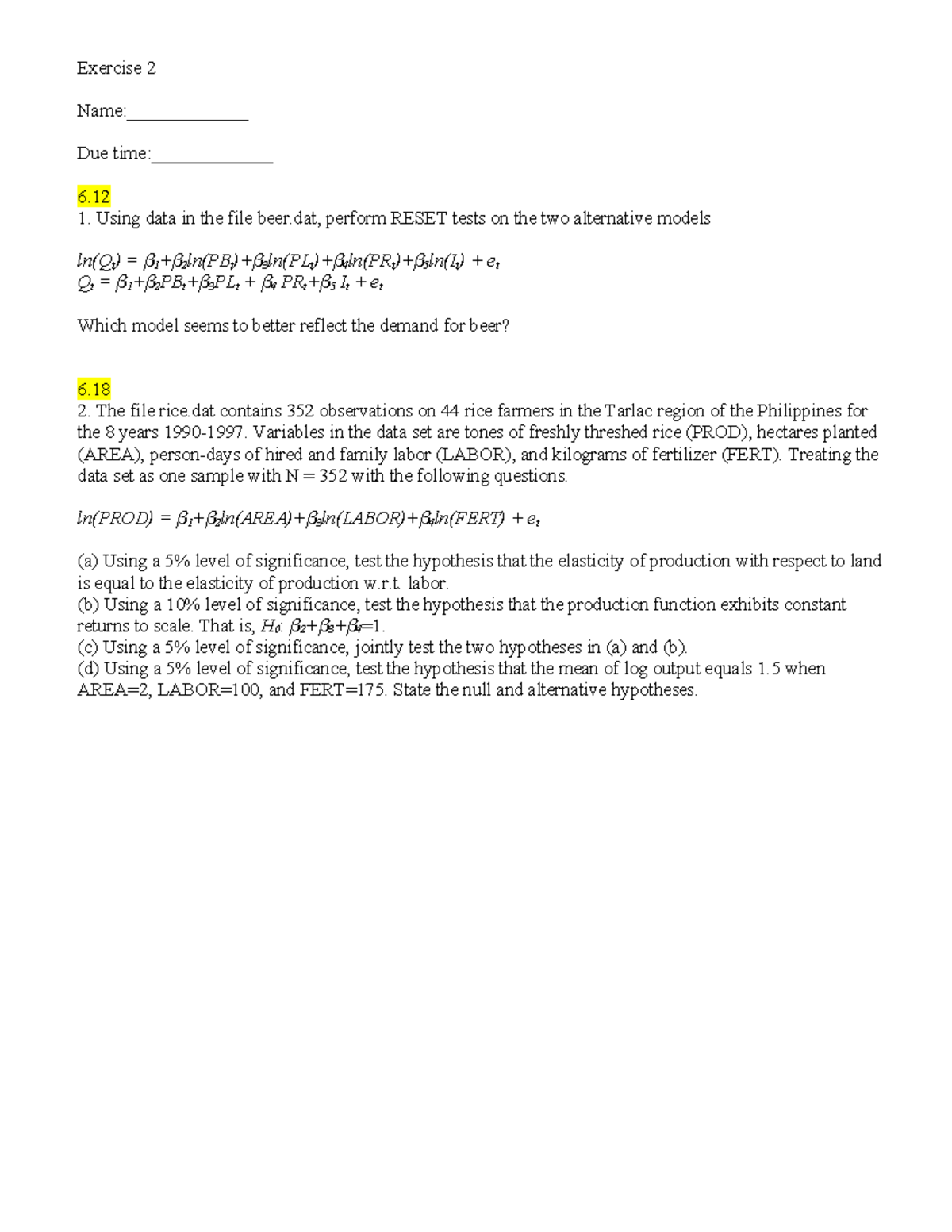 Exercise 2-5433-key - Exercise 2 Name:_____________ Due time:_____________ 6. Using data in the ...