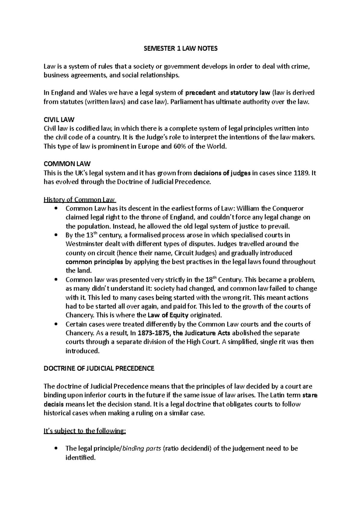 SEM 1 LAW - Covers all of semester 1 notes on business law - SEMESTER 1 ...