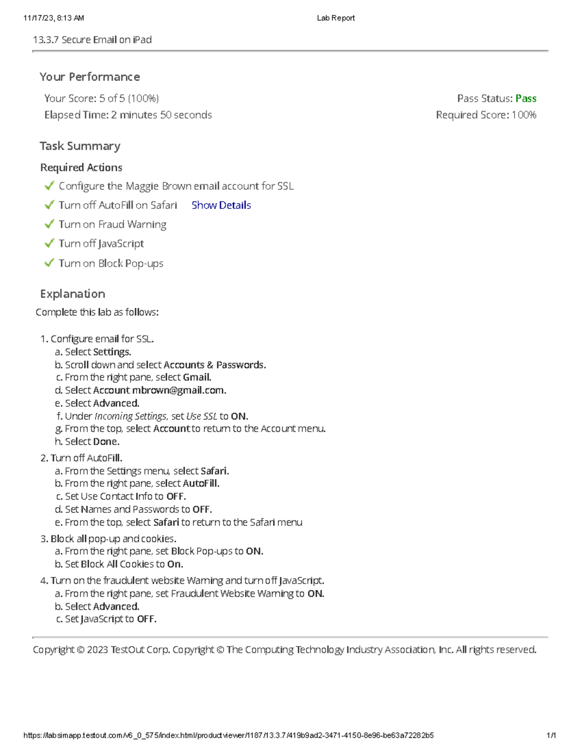 Test Out Lab Sim - source - 11/17/23, 8:13 AM Lab Report - Studocu