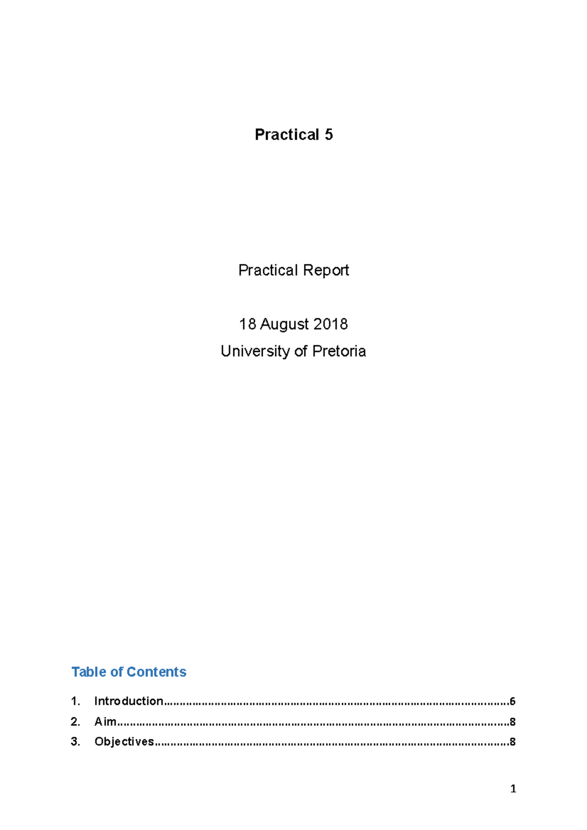 Practical 5 - Practical 5 Practical Report 18 August 2018 University of ...