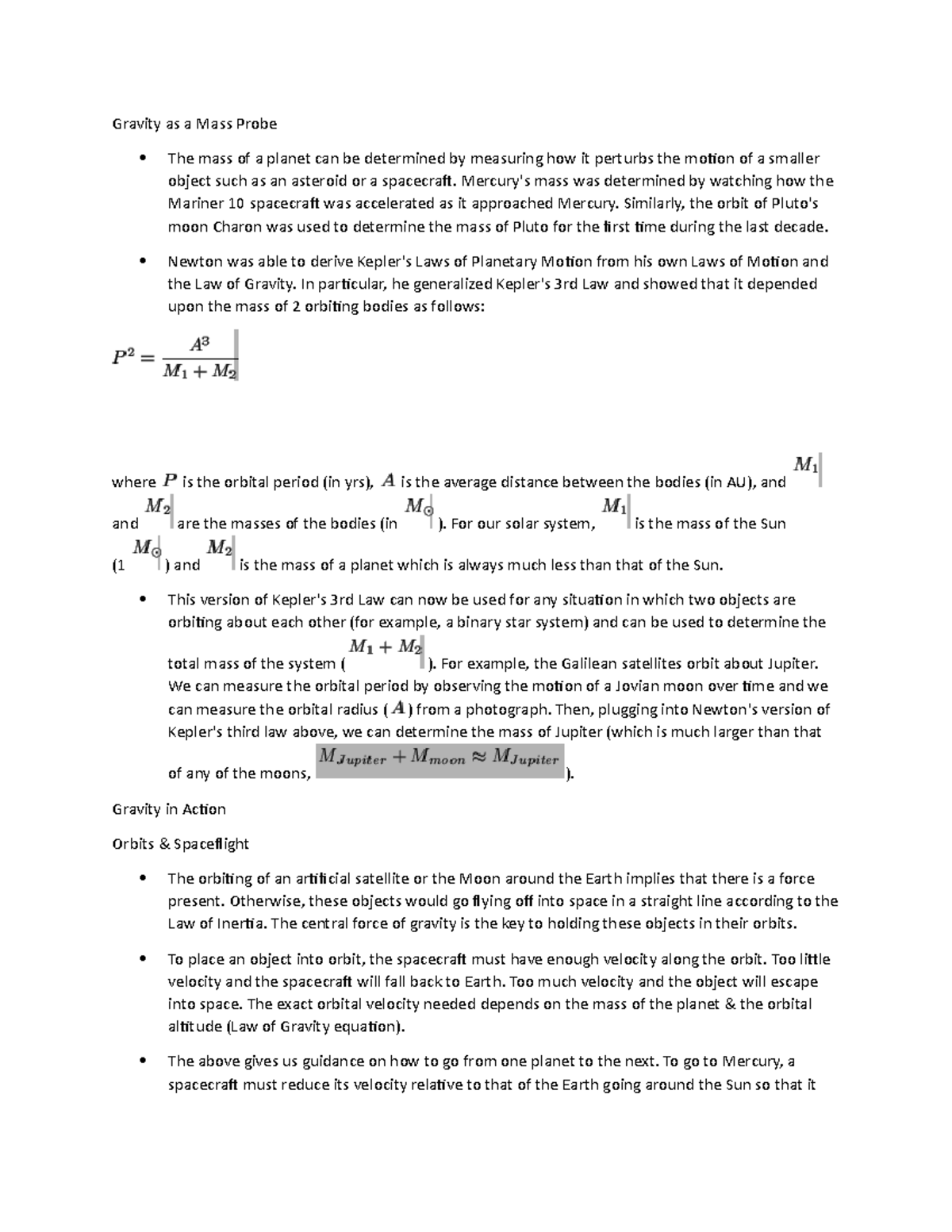 Astronomy Notes Part 2 - Made in class - Gravity as a Mass Probe The ...