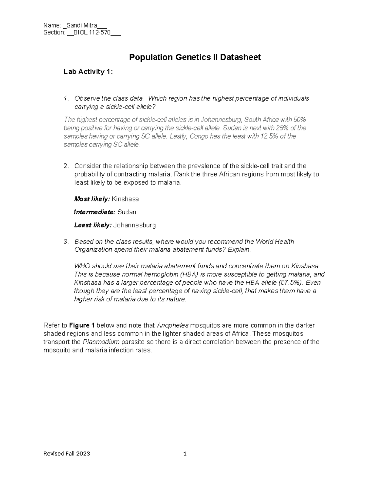 Pop Gen II Protocoland Datasheet - Section: BIOL 112-570_ Population ...